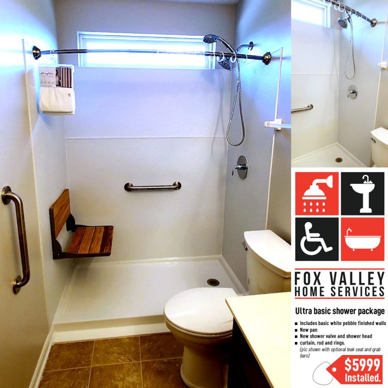 Ultra Basic Walk-in Shower Package - Fox Valley Home Services